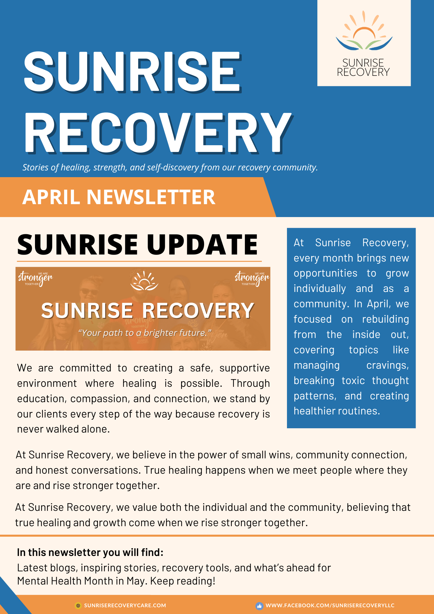 Sunrise Recovery April 2025 Newsletter - Indiana Recovery Center ...